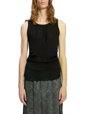 ANN DEMEULEMEESTER Ribbed Tank Top - Black
