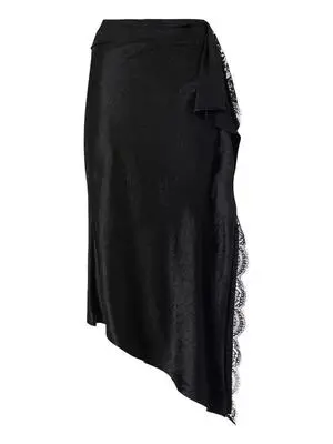 Pinko Asymmetric Lace-trim Draped Skirt - Black