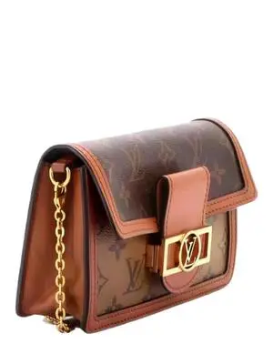 LOUIS VUITTON Dauphine Chain Wallet Reverse Monogram Canvas Clutch Bag - Brown