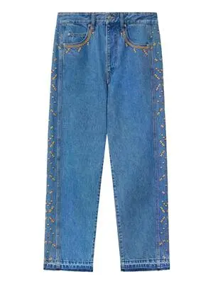 MARANT Jorian Barrel Fit Embroidered Jeans - Blue