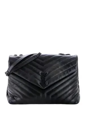 Saint Laurent Loulou Matelassé Chevron Leather Shoulder Bag - Black