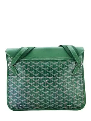 Goyard Coursier Messenger Bag In Coated Canvas And Leather - Green