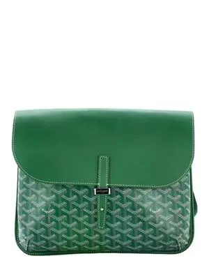 Goyard Goyard Coursier Messenger Bag In Coated Canvas And Leather Green