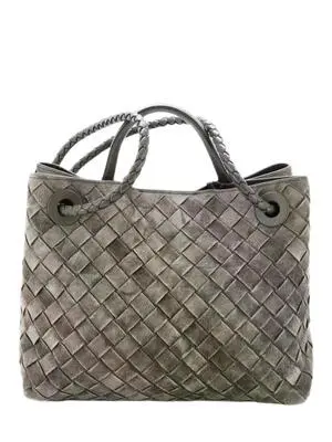 Bottega Veneta Andiamo Top Handle Bag Intrecciato Suede Small Satchel - Green