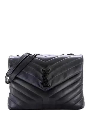 Saint Laurent Loulou Matelasse Chevron Leather Medium Shoulder Bag - Black