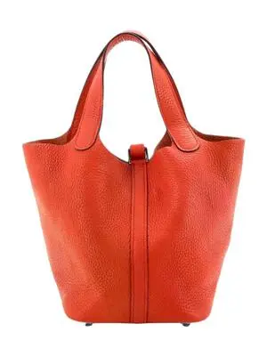 Hermès Picotin Lock Bag Clemence Pm Bucket Bag - Orange