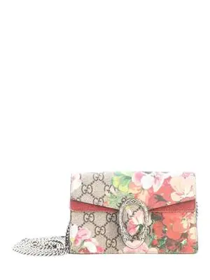 Gucci Blooms Print Gg Coated Canvas Super Mini Crossbody Bag - Brown