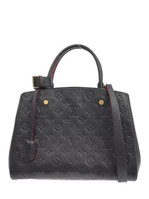 LOUIS VUITTON Monogram Empreinte Montaigne Mm Handbag - Black
