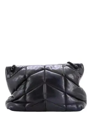 Saint Laurent Loulou Puffer Quilted Leather Medium Shoulder Bag - Black