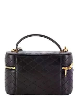 Saint Laurent Gaby Zip Around Vanity Bag Quilted Leather Mini Satchel - Black