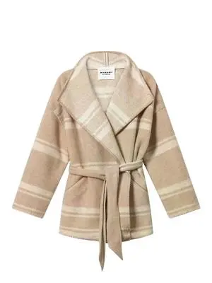 MARANT ETOILE MARANT ÉTOILE Brea Horizontal-Stripe Belted Coat