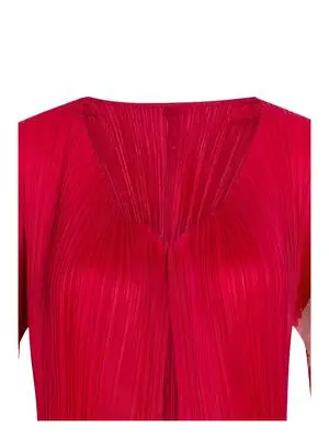 Issey Miyake Pleated Open-front Top - Red
