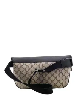 Gucci Gg Coated Canvas With Leather Belt Bag - Black
