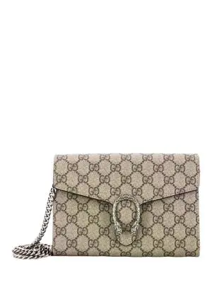 Gucci Dionysus Chain Wallet Gg Coated Canvas - Brown