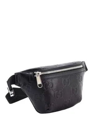 Gucci Gg Embossed Perforated Leather Belt Bag - Black