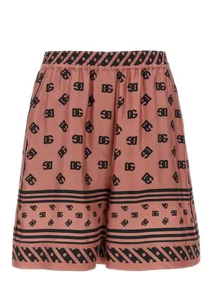 Dolce & Gabbana Silk Jacquard Logo Bermuda Shorts - Pink