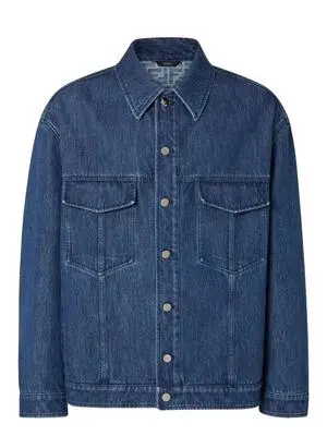 Fendi Denim Jacket With Ff Print Lining - Blue