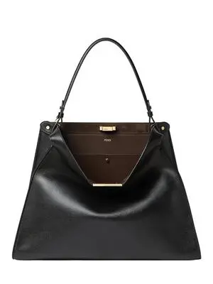 Fendi Large Leather And Suede Bag - Black