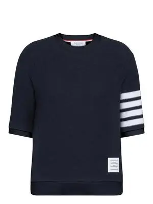 Thom Browne Textured Cotton Piqué 4-bar T-shirt - Blue