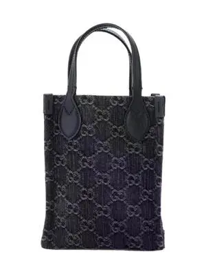 Gucci Vertical Gg Denim Mini Tote Bag - Black