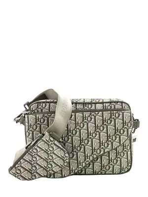 Dior Saddle Triple Pouch Oblique Canvas Crossbody Bag - Green