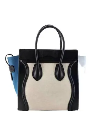 Celine Luggage Bag Canvas And Leather Micro Tote Bag - Black