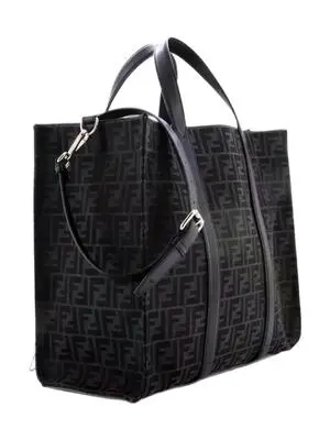 Fendi Convertible Zucca Jacquard Large Tote Bag - Black