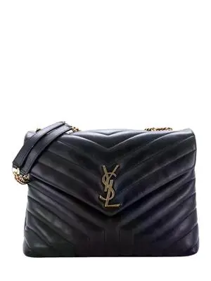 Saint Laurent Loulou Matelasse Chevron Leather Medium Shoulder Bag - Black