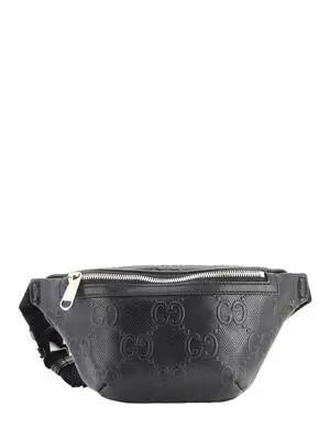 Gucci Gg Embossed Perforated Leather Belt Bag - Black