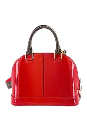 LOUIS VUITTON Alma Handbag Vernis Monogram Canvas Bb Satchel - Red