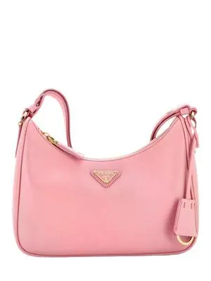 Prada Prada Re-Edition Saffiano Leather Mini Hobo Shoulder Bag Pink