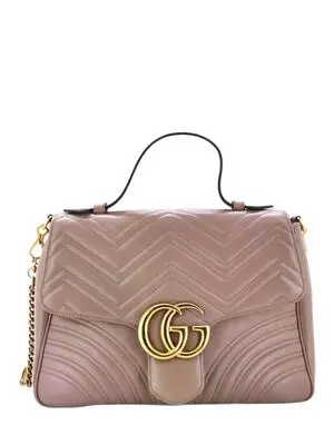 Gucci Gg Marmont Matelassé Leather Top Handle Flap Bag - Neutrals