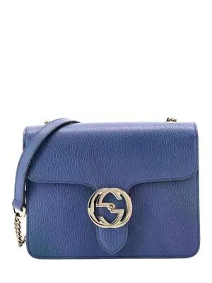 Gucci Interlocking Leather Shoulder Bag - Blue