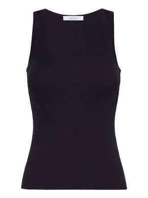 Max Mara Max Mara Fitted Ribbed Viscose Crepe Top Black