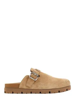 Prada Suede Sabot With Buckle Detail - Multicolor