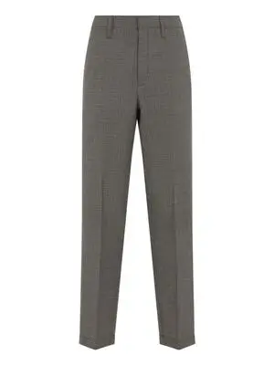 Prada Wool Trousers With Micro-check Pattern - Green
