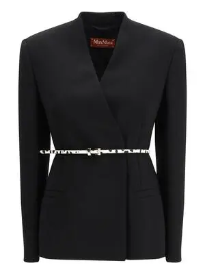Max Mara Double-breasted Cady Jacket With Belt - Black