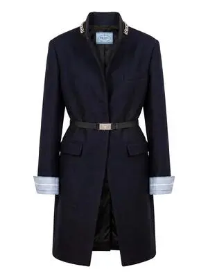 Prada Wool Belted Coat - Multicolor