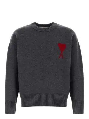 AMI Paris Dark Grey Wool Sweater - Gray