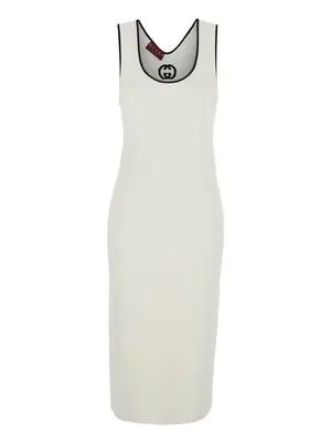 Gucci Long Sleeveless Dress With Gg Embroidery - Multicolor