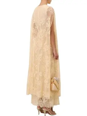 Zimmermann Valiant Lace Caped Maxi Dress - Cream