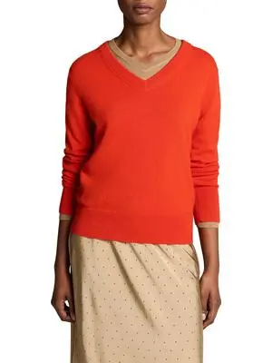 Vince Vince Cashmere V-Neck Sweater Crimson