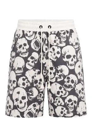 MYSIMPLICATED Echoes Skull Print Bermuda Shorts - Grey/white