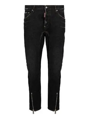 Dsquared2 Aviator Biker Zip Cuff Jeans - Black