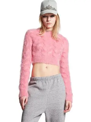 Dsquared2 Mohair 3d Cable Cropped Knit - Pink