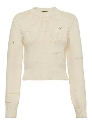 Dsquared2 Wool Links Stitch Cropped Jumper - Beige