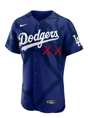 KAWS Nike Mlb Authentic Los Angeles Dodgers Jersey - Blue