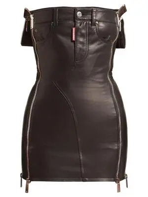 Dsquared2 Leather Strapless Dress - Black