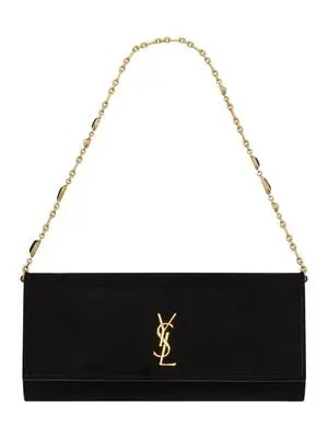 Saint Laurent Kate Clutch In Velvet - Black