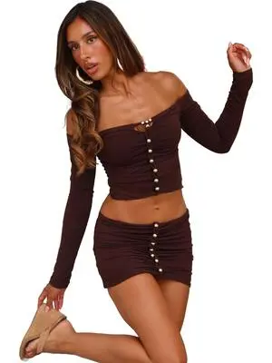 OUTCAST Markeda Mini Skirt Chocolate - Brown
